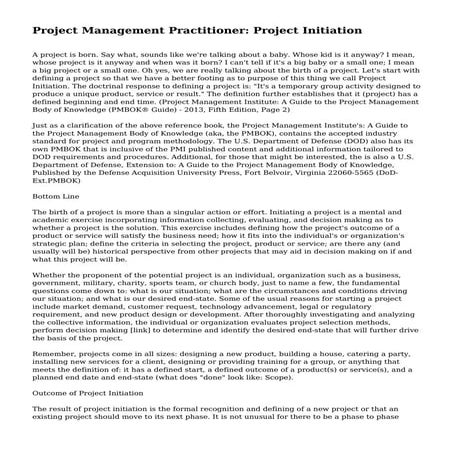 Project Management Practitioner: Project Initiation | PDF