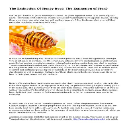 The Extinction Of Honey Bees: The Extinction of Men? | PDF