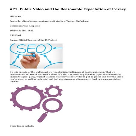 #71: Public Video and the Reasonable Expectation of Privacy | PDF