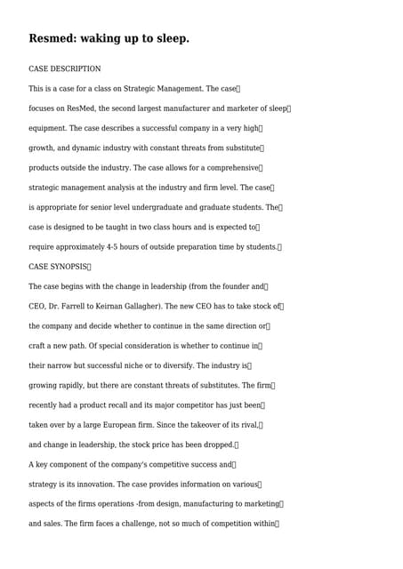 ResMed case study | PDF | Logistics | Business