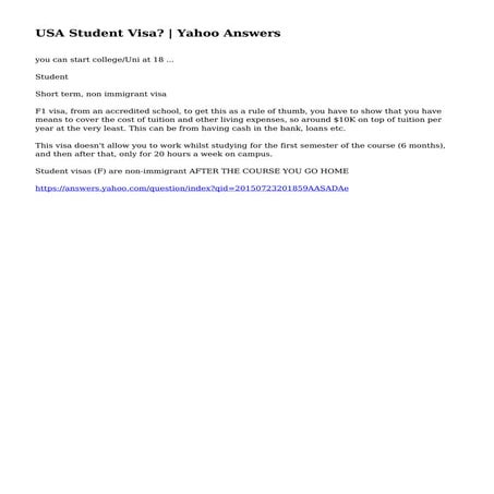 USA Student Visa? | Yahoo Answers | PDF