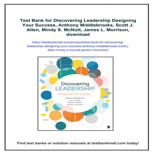 Test Bank for Discovering Leadership Designing Your Success, Anthony ...