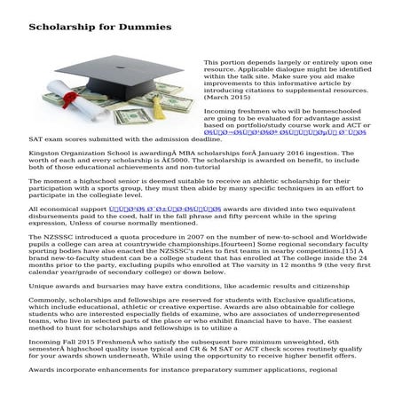 Scholarship for Dummies | PDF | Student Financial Aid | Financial ...