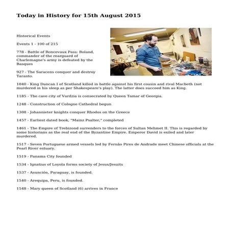 Today in History for 15th August 2015 | PDF