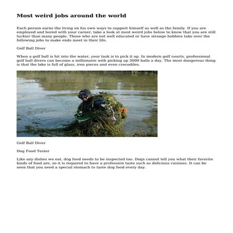Most weird jobs around the world | PDF