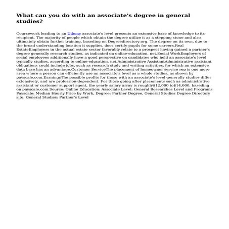 What can you do with an associate's degree in general studies? | PDF