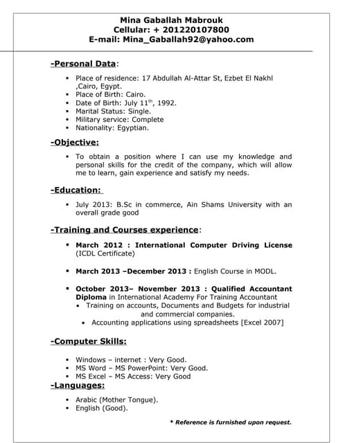 amira modified CV | PDF