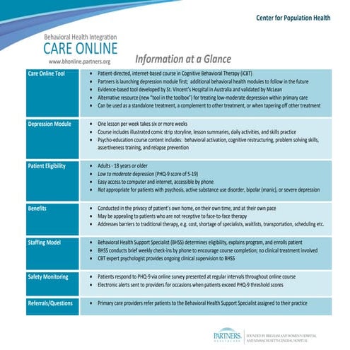 iCBT One Page Description for PCPs | PDF