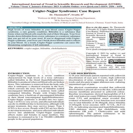 Crigler Najjar Syndrome Case Report | PDF