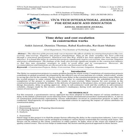Time delay and cost escalation in construction works | PDF