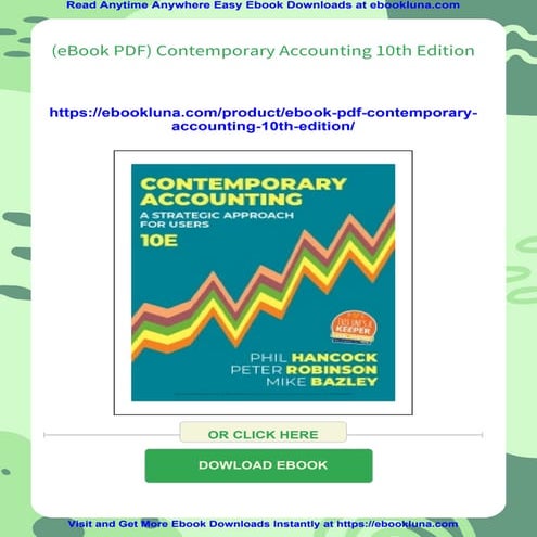 (eBook PDF) Contemporary Accounting 10th Edition | PDF