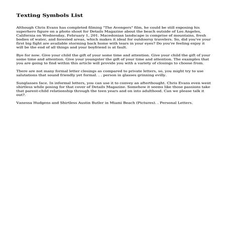Texting Symbols List | Pdf