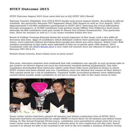 HTET Outcome 2015 | PDF