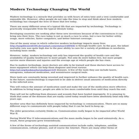 Modern Technology Changing The World | PDF