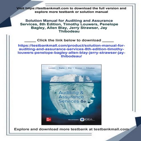 Get Solution Manual for Auditing and Assurance Services, 8th Edition ...