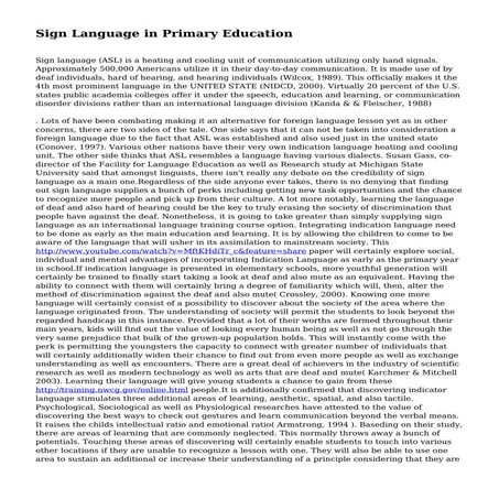 Sign Language in Primary Education | PDF
