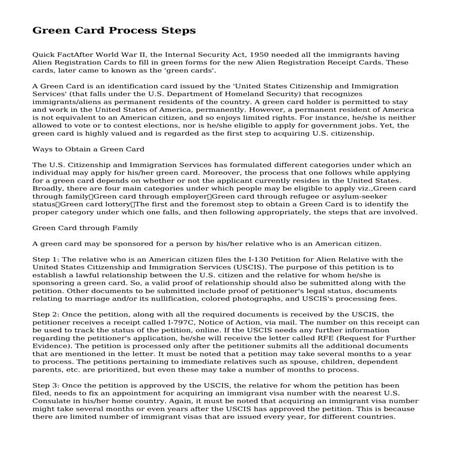 Green Card Process Steps | PDF
