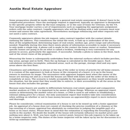 A Day in the Life of a Real Estate Appraiser | PDF
