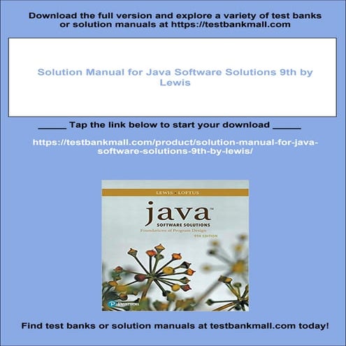 Solution Manual for Java Software Solutions 9th by Lewis | PDF