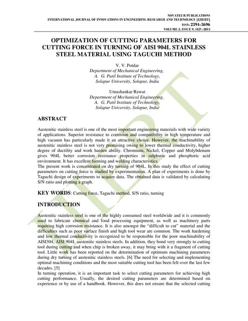 Optimization Of Cutting Parameters For Cutting Force In Turning Of Aisi