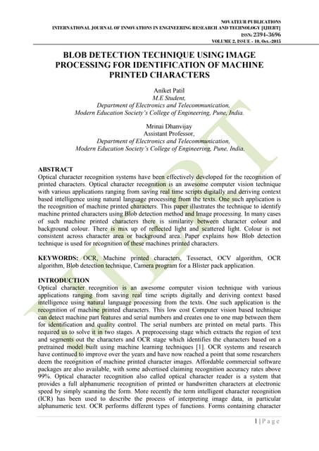 Blob Detection Technique Using Image Processing For Identification Of Machine Printed Characters 0008