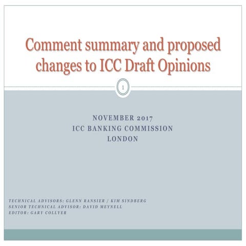 ICC Banking Commission London Technical Meeting - Comment summary and ...