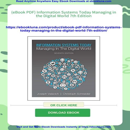 (eBook PDF) Information Systems Today Managing in the Digital World 7th Edition | PDF