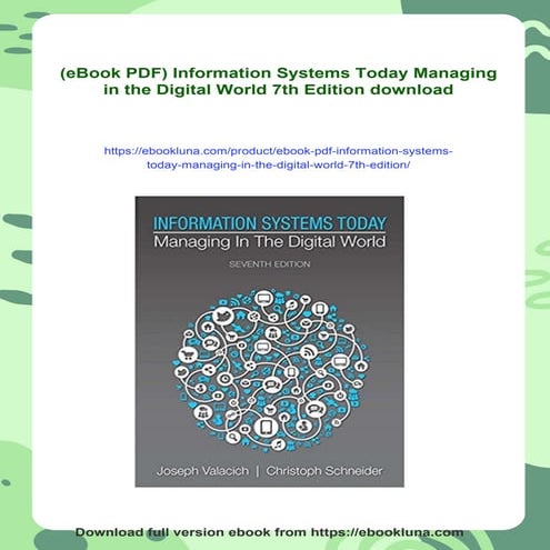(eBook PDF) Information Systems Today Managing in the Digital World 7th ...