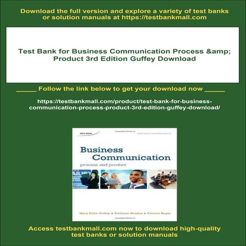 Test Bank for Business Communication Process & Product 3rd Edition ...