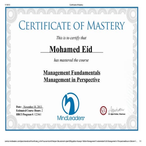 Certificate of Mastery 1 | PPT