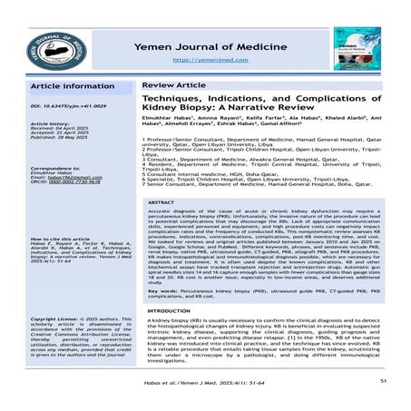 Techniques, Indications, and Complications of Kidney Biopsy: A ...
