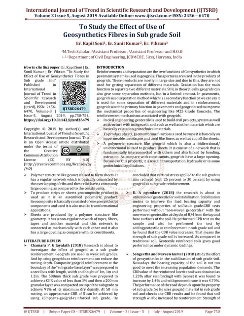 Soil Stabilization using Waste Cotton Clothes Coated with Bitumen | PDF