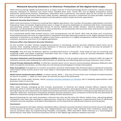 Network Security Solutions in Chennai: Protection of the digital land scape. | PDF