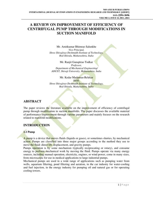 Study of Performance & Cavitation Characterization of Mixed Flow Centrifugal Pump using CFD ...