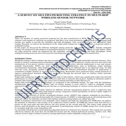 A Survey On Multipath Routing Strategy In Multi Hop Wireless Sensor Network Pdf 