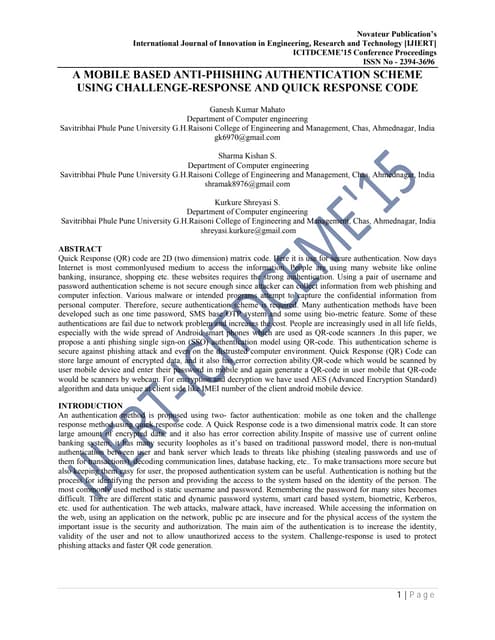 E Authenication System Using Qr Code And Otp Pdf