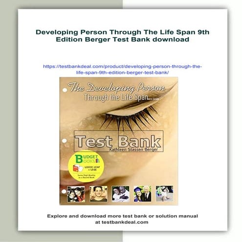 Developing Person Through The Life Span 9th Edition Berger Test Bank | PDF