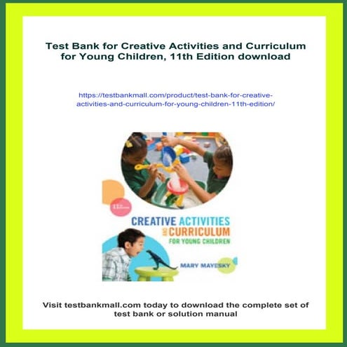 Test Bank for Creative Activities and Curriculum for Young Children ...