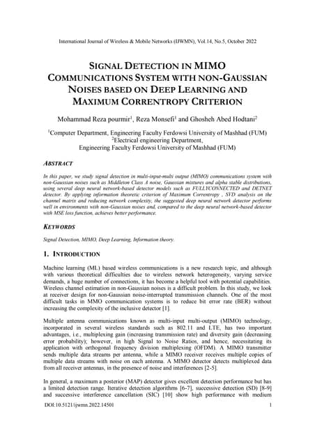 Signal Detection In Mimo Communications System With Non Gaussian Noises Based On Deep Learning