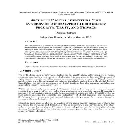 SECURING DIGITAL IDENTITIES: THE SYNERGY OF INFORMATION TECHNOLOGY ...
