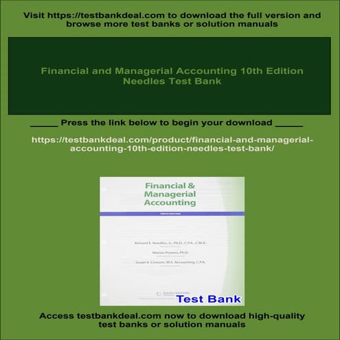 Financial and Managerial Accounting 10th Edition Needles Test Bank | PDF