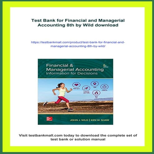 Test Bank for Financial and Managerial Accounting 8th by Wild | PDF