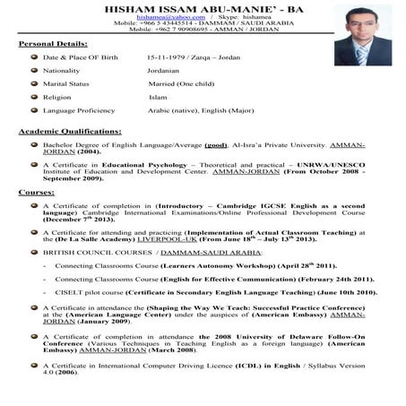 CV HISHAM ABU-MANIE' | PDF