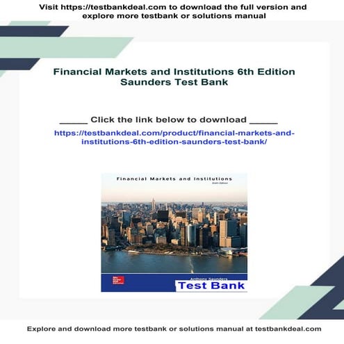 Financial Markets and Institutions 6th Edition Saunders Test Bank | PDF