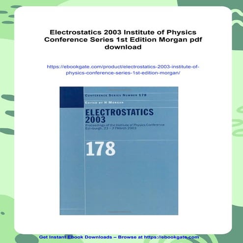 Electrostatics 2003 Institute of Physics Conference Series 1st Edition ...