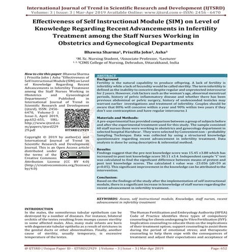 Effectiveness of Self Instructional Module SIM on Level of Knowledge Regarding Recent ...