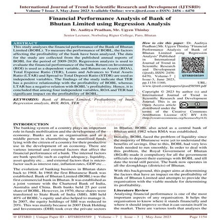 Financial Performance Analysis of Bank of Bhutan Limited using Regression Analysis | PDF