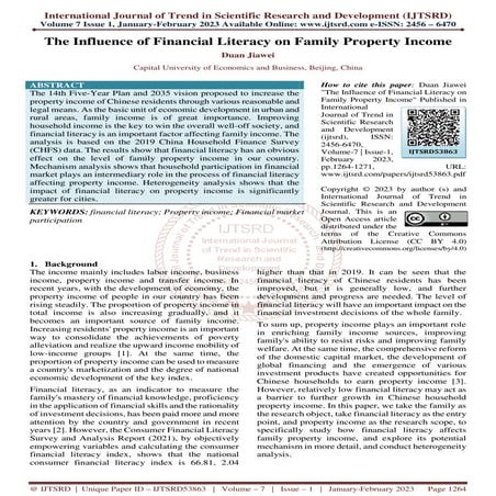 The Influence of Financial Literacy on Family Property Income | PDF