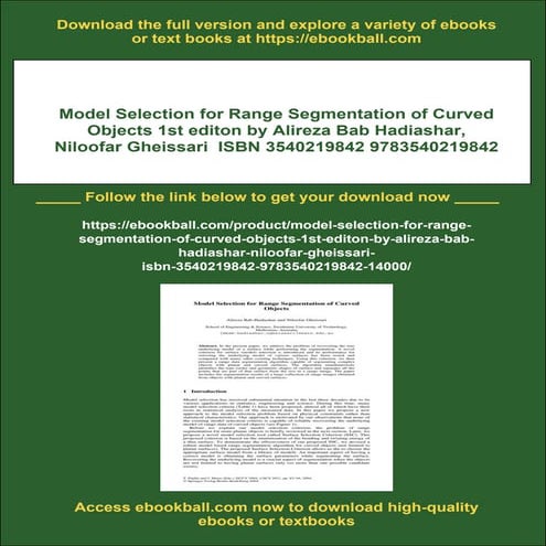 Model Selection for Range Segmentation of Curved Objects 1st editon by Alireza Bab Hadiashar ...