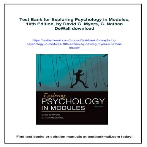 Test Bank for Exploring Psychology in Modules, 10th Edition, by David G ...